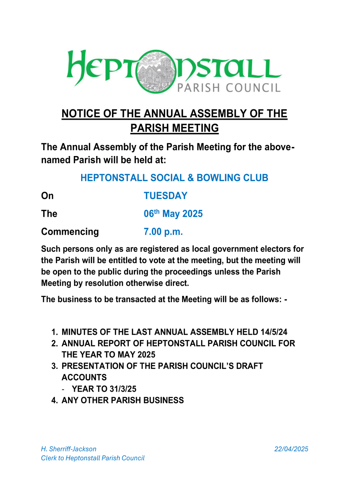Parish Council Annual Assembly and Annual Meeting 2025 – Heptonstall ...